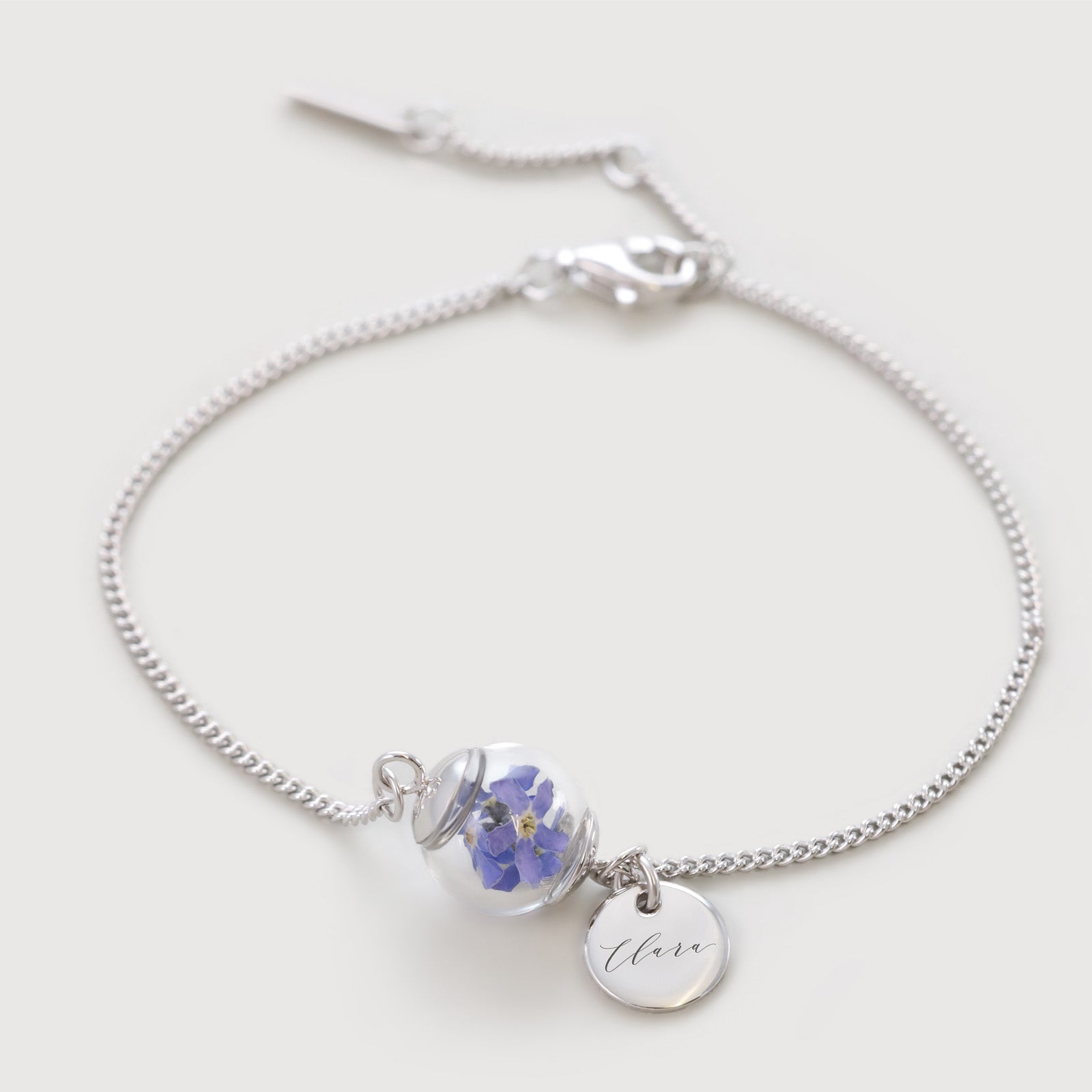 Echtes Vergissmeinnicht personalisiertes Damen Armband - 925er Sterling ...